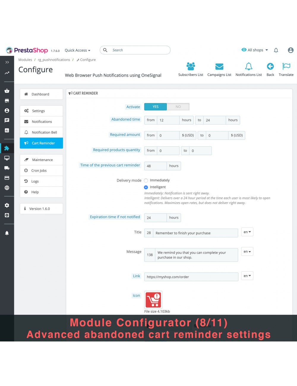 Web Browser Push Notifications Using Onesignal For Prestashop 9884